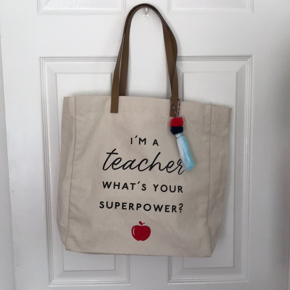 Eccolo | Bags | Teacher Tote Bag Im A Teacher Whats Your Superpower ...